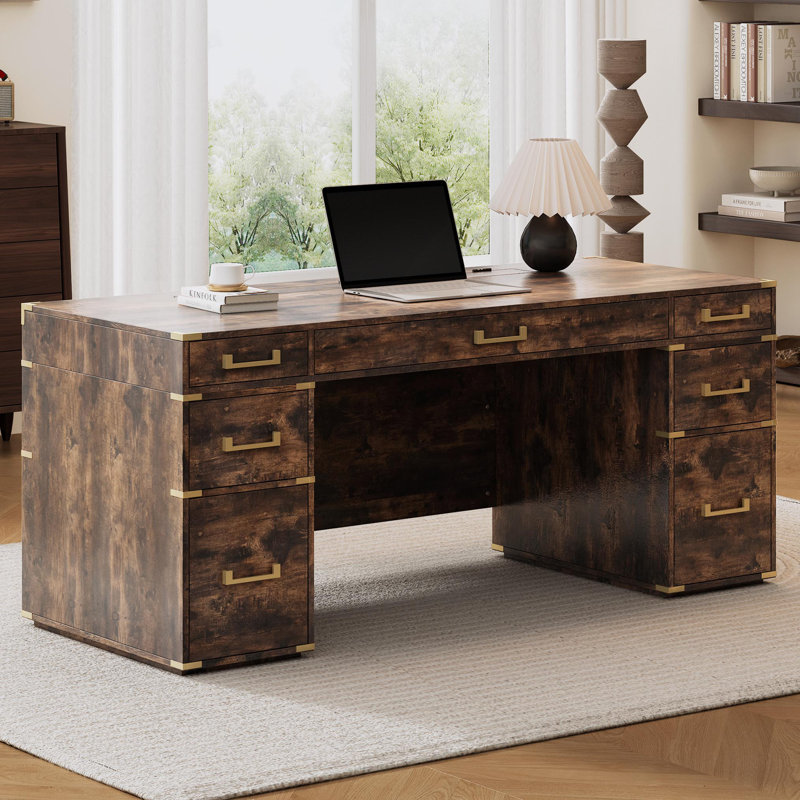 Loon Peak Janiese 70 W Rectangle Executive Desk Wayfair